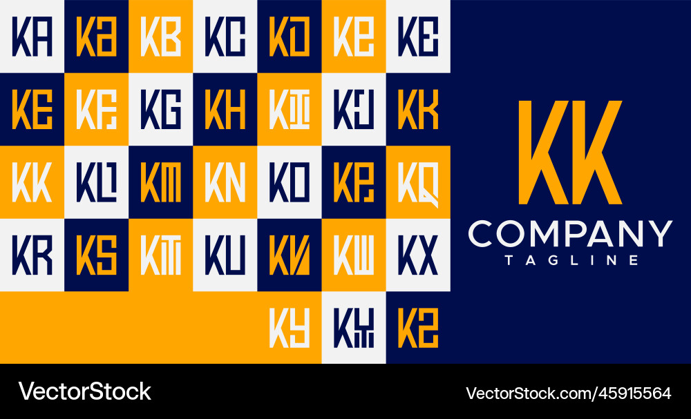 Minimalist square letter kk k logo design Vector Image