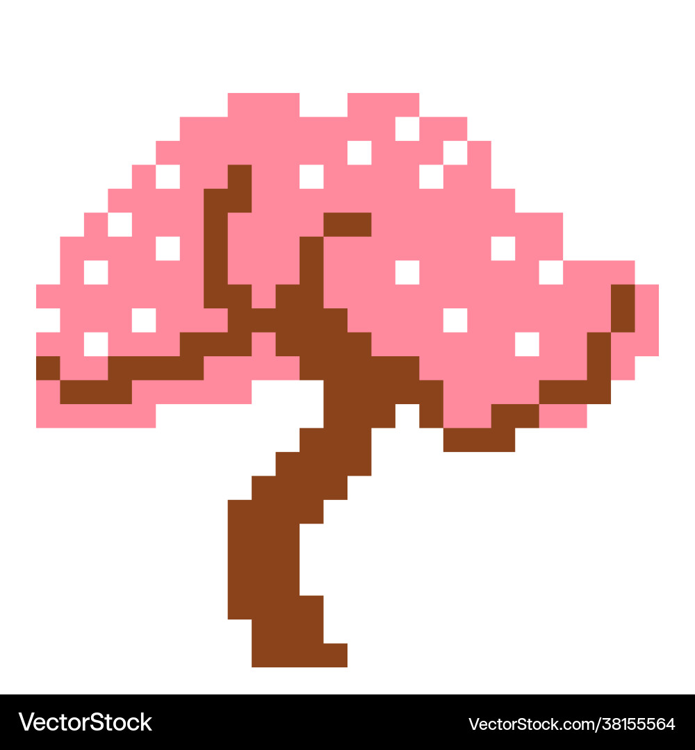 Pixel cherry blossom for game assets Royalty Free Vector