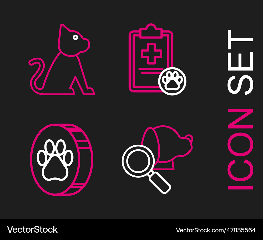 Set line veterinary clinic symbol paw print Vector Image