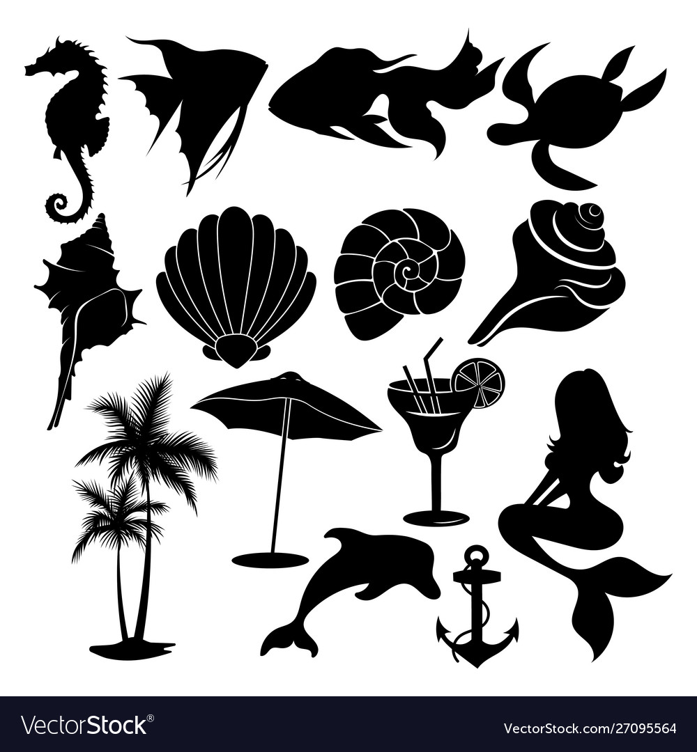 Set summer elements collection beach Royalty Free Vector