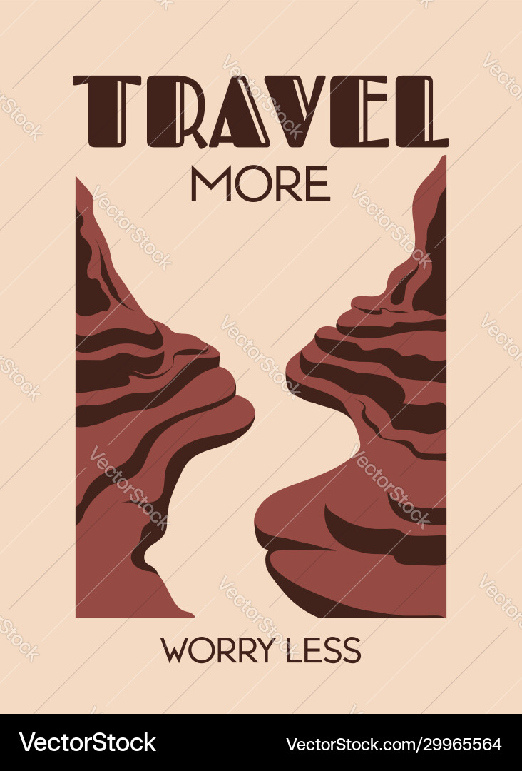 Travel more worry less hand drawn landscape Vector Image
