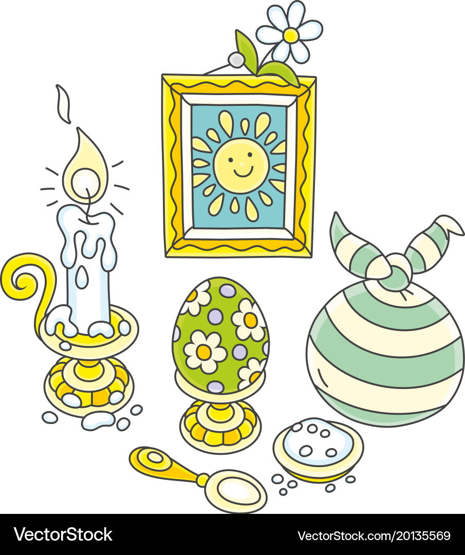 Easter collection with a smiling sun Royalty Free Vector