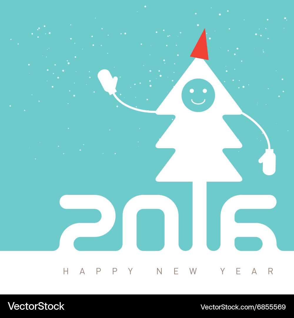 Happy new year design with smiling christmas tree Vector Image