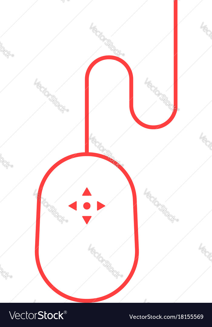 Red thin line computer mouse Royalty Free Vector Image