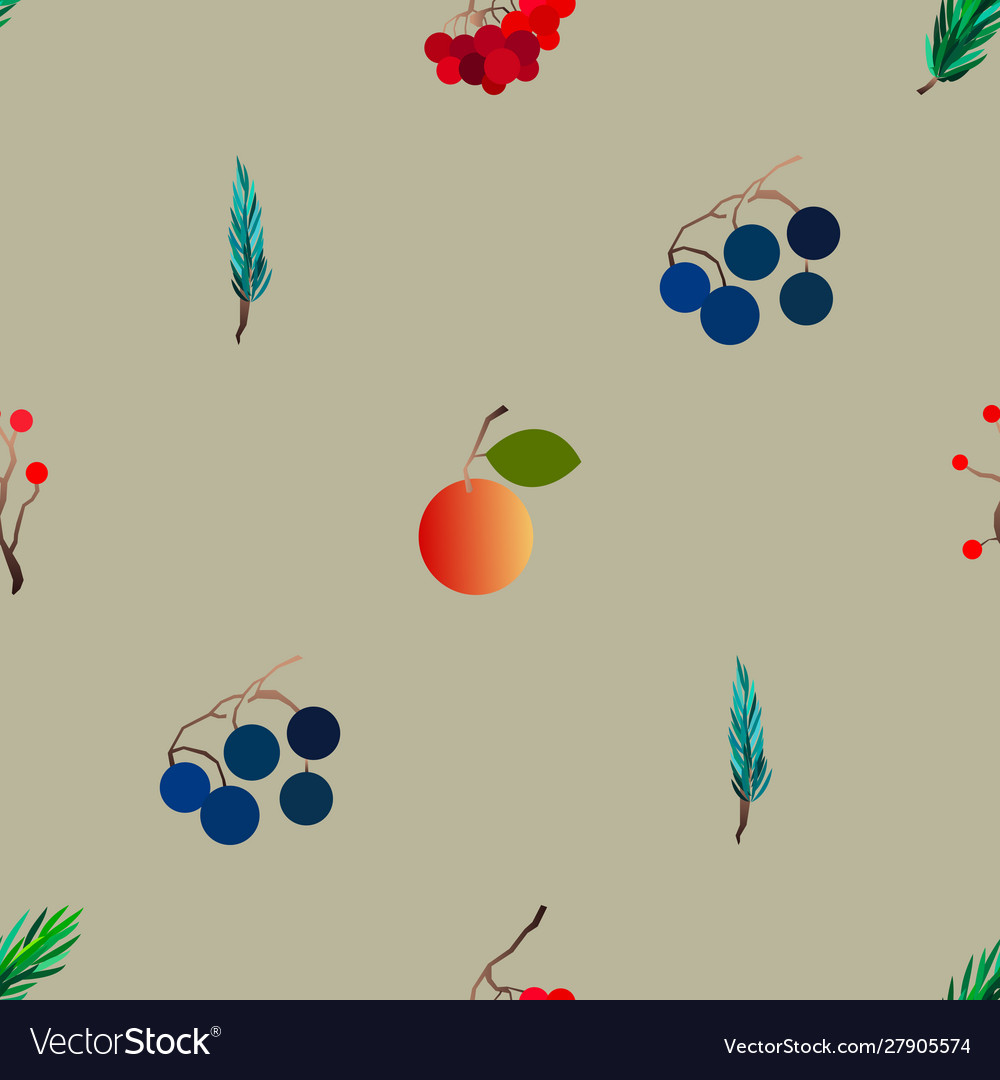 Autumn seamless pattern with berries Royalty Free Vector