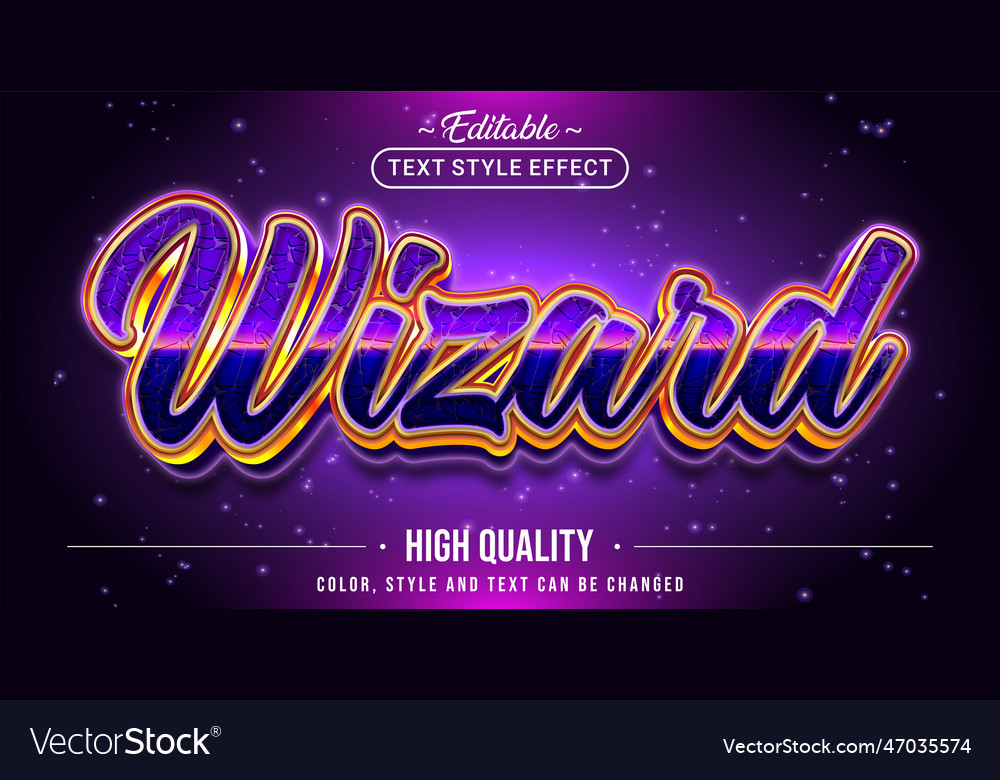 Editable text style effect - wizard Royalty Free Vector
