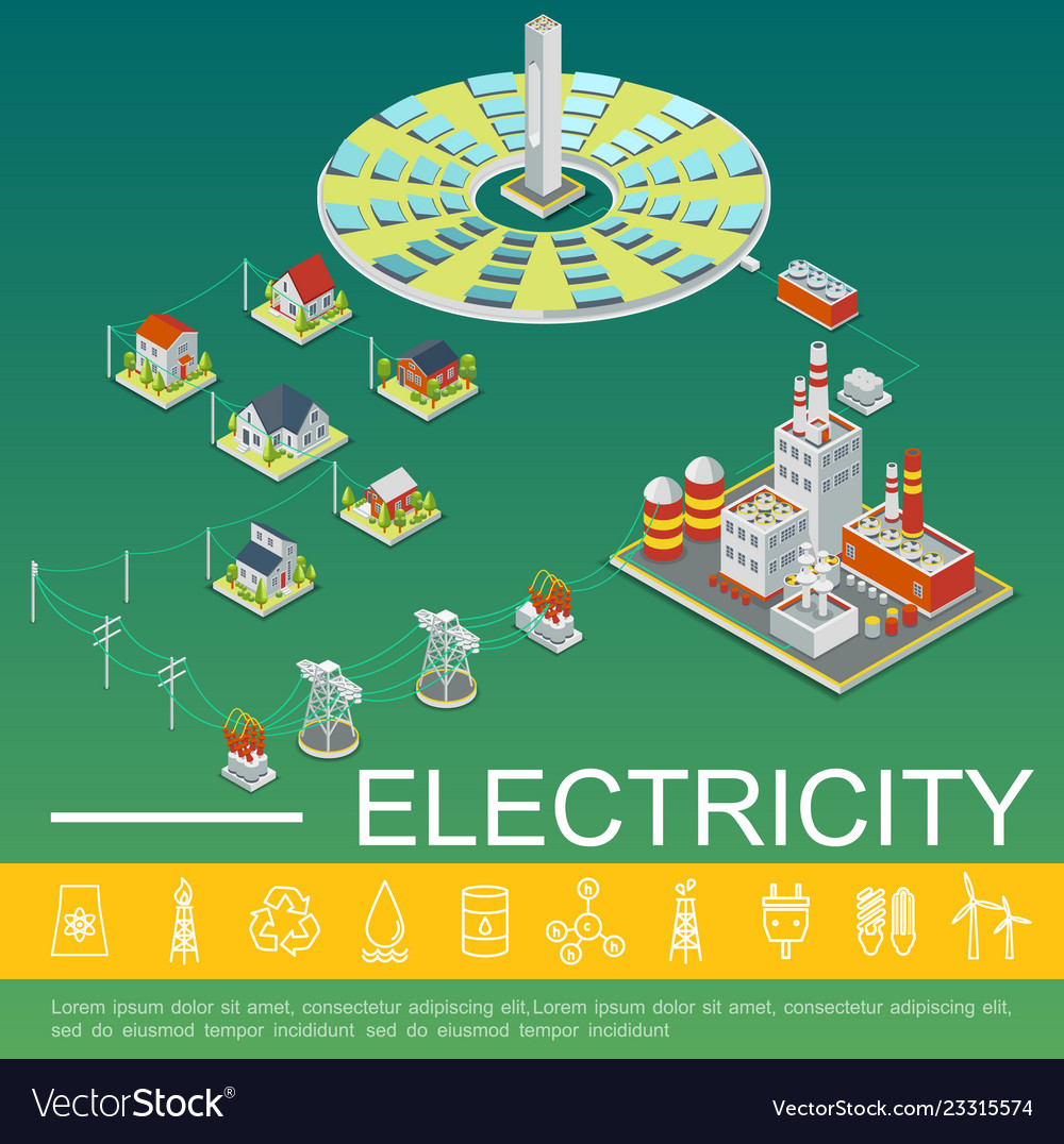 Electricity production and distribution template Vector Image