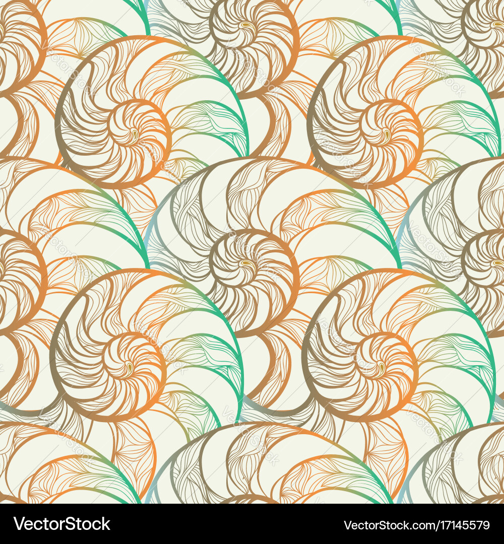 Abstract spiral seamless pattern wave nautilus Vector Image