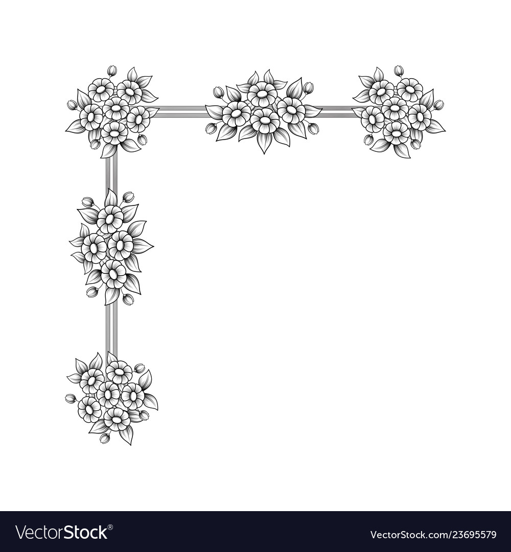 Daisy flowers corner pattern Royalty Free Vector Image
