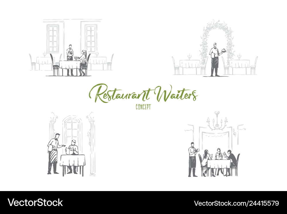 Restaurant waiters - waiters in restaurants Vector Image