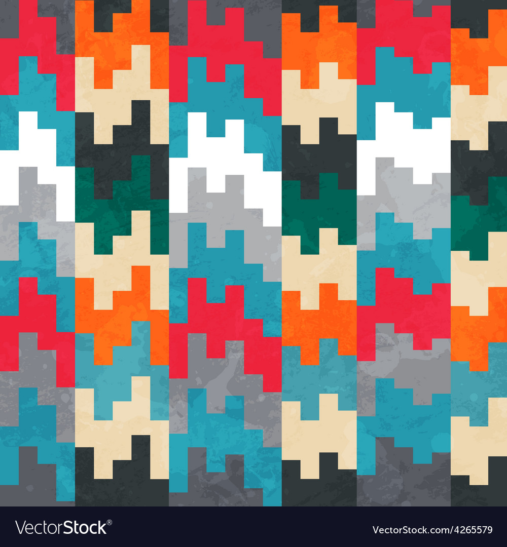 Retro pixels seamless pattern Royalty Free Vector Image