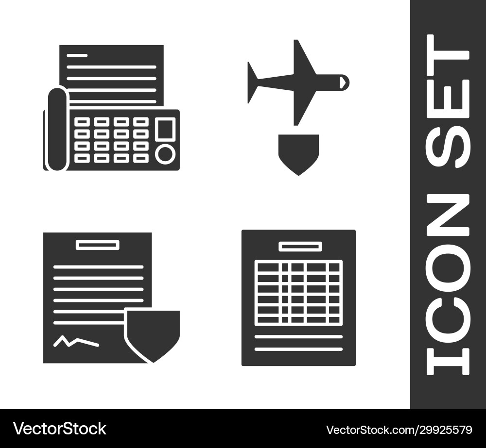 Set report file document fax machine contract Vector Image