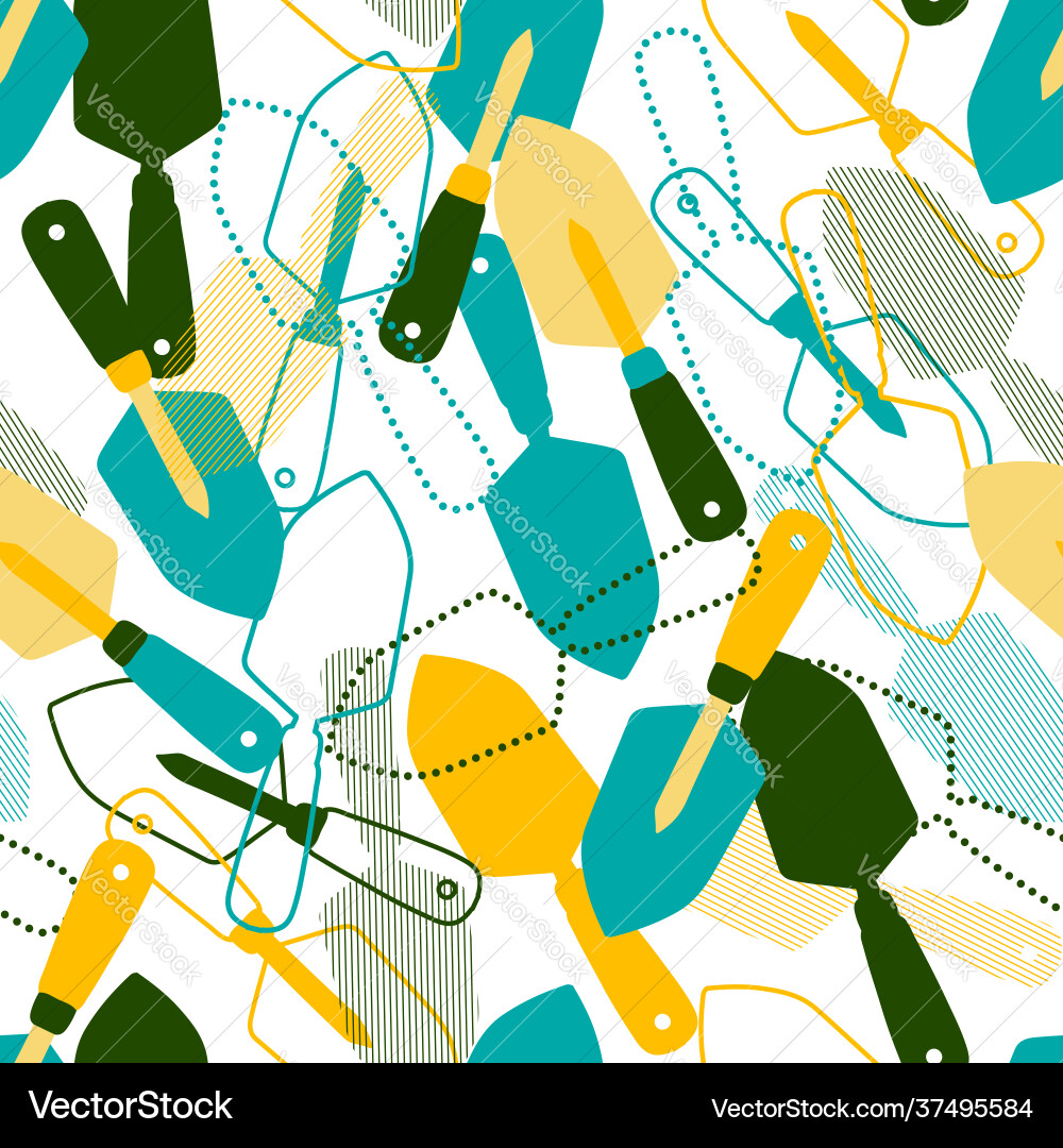 Abstract gardening with hand garden spades tools Vector Image