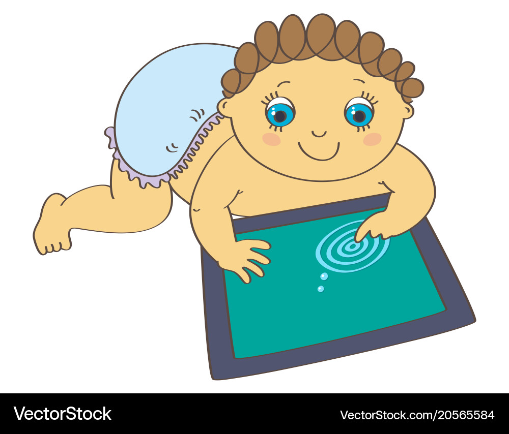 Baby playing with digital tablet Royalty Free Vector Image