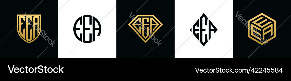 Initial letters eea logo designs bundle Royalty Free Vector