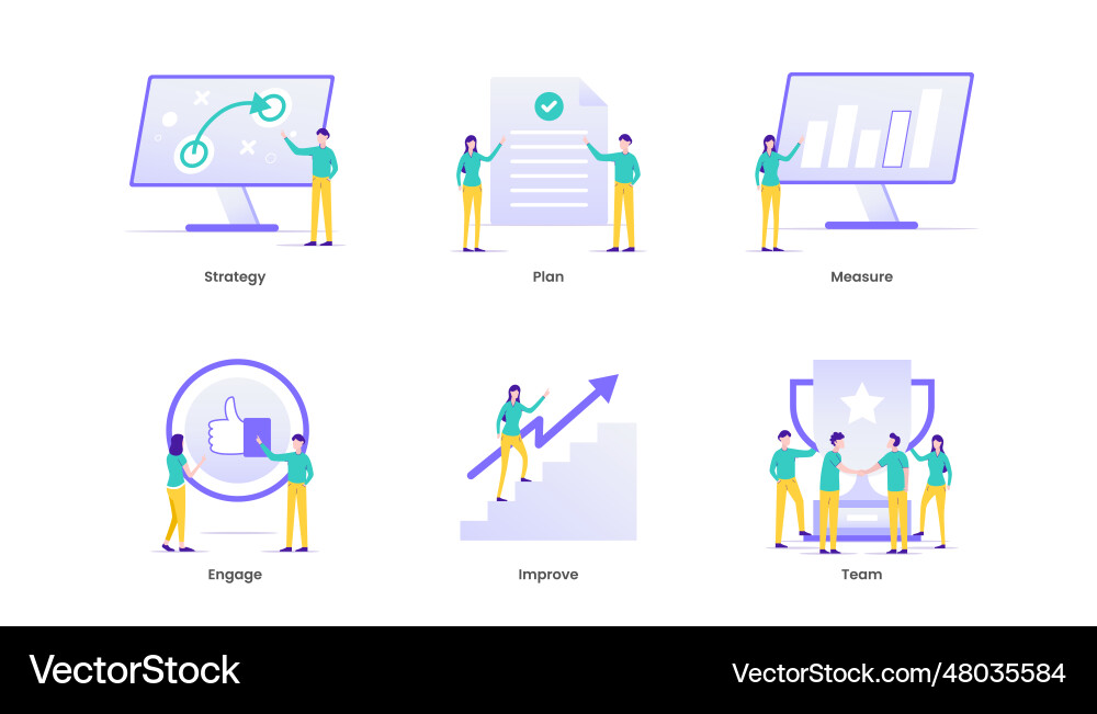 Management concept web icon banner with icons Vector Image