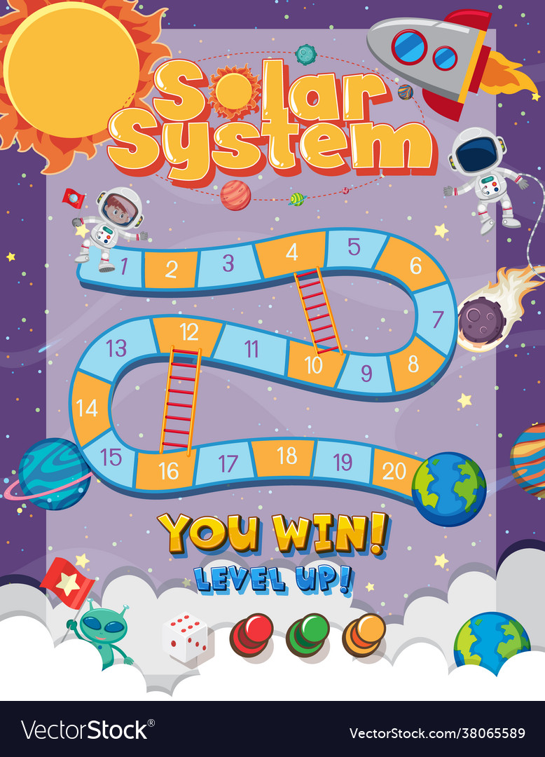 Board game for kids in outer space style template Vector Image