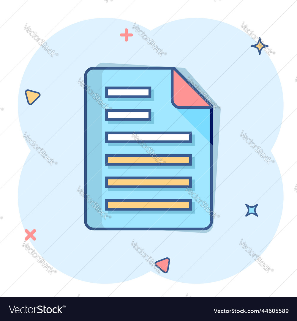 Document note icon in comic style paper sheet Vector Image