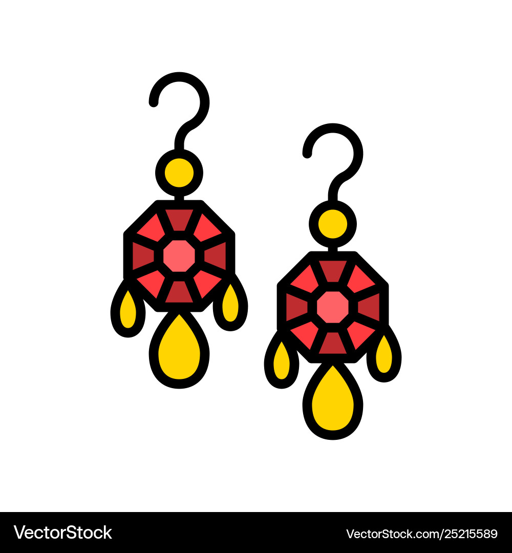 Earring icon filled style editable outline Vector Image