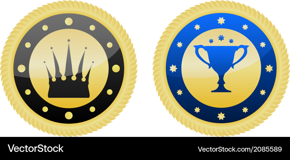 Golden badges Royalty Free Vector Image - VectorStock