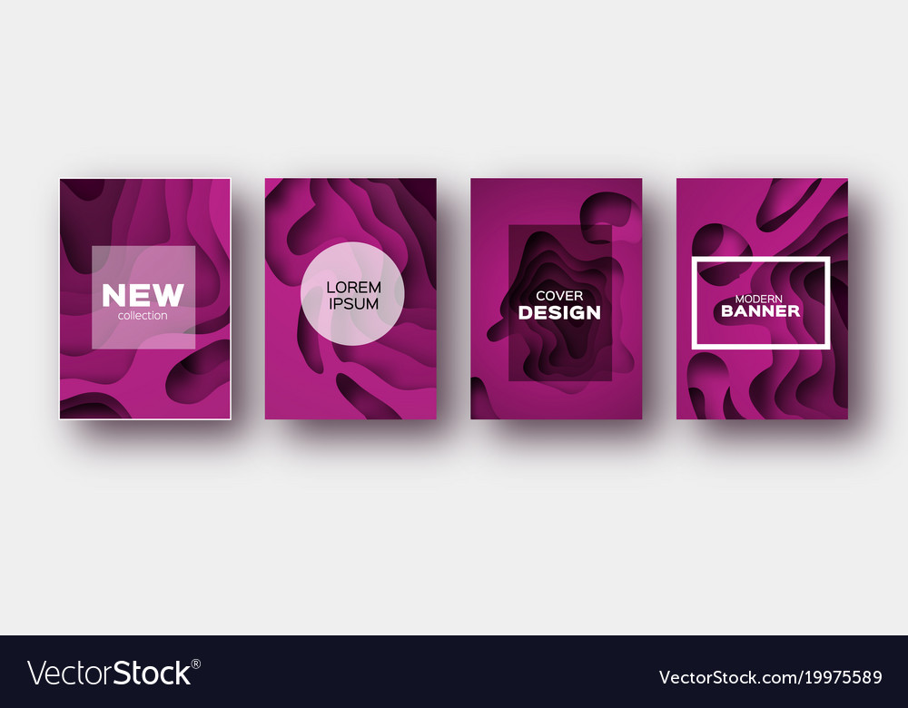 Magenta paper cut wave shapes layered curve Vector Image Magenta paper cut wave shapes layered curve Vector Image