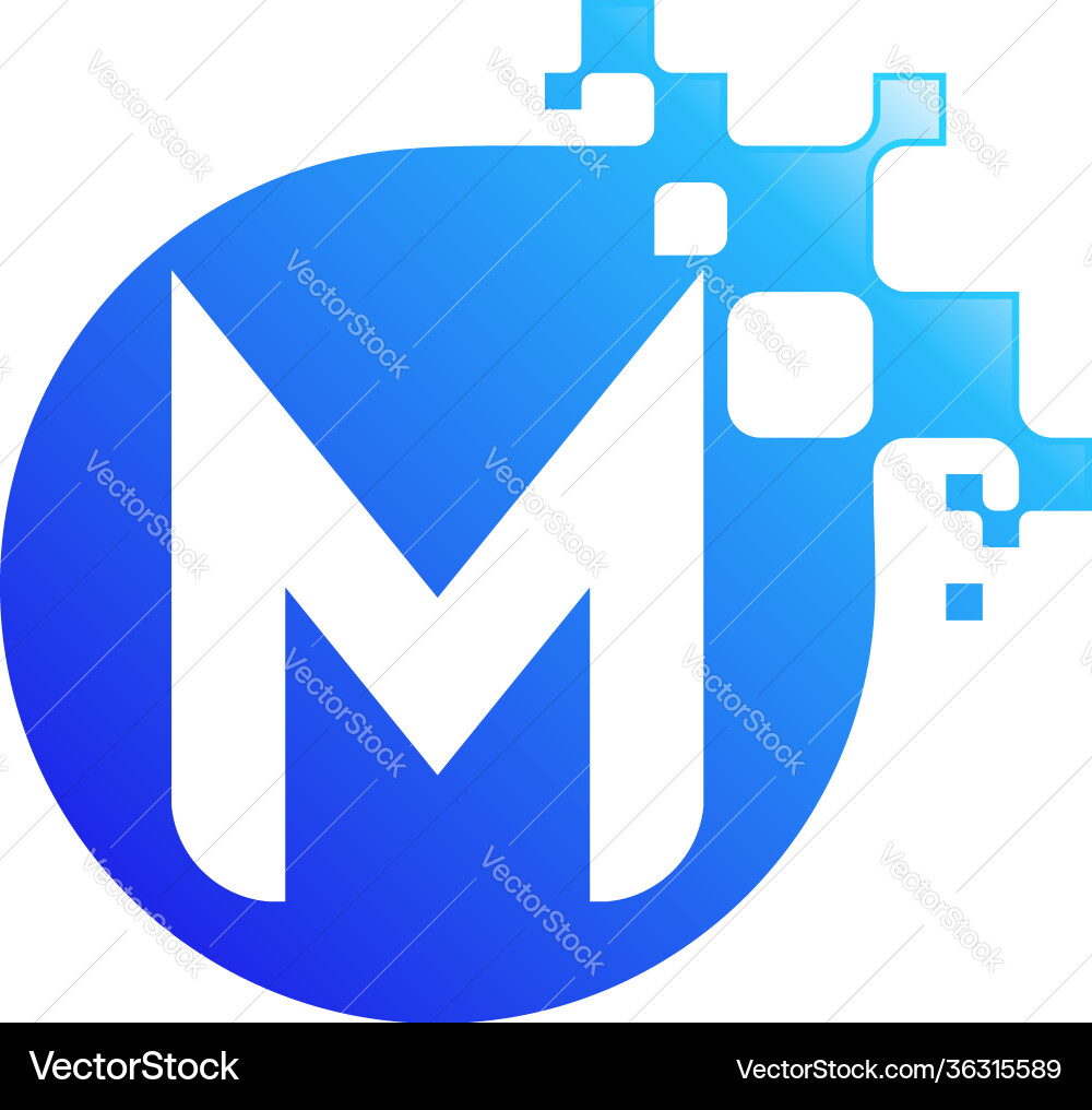 Pixel m letter logo designsm initial tech design Vector Image