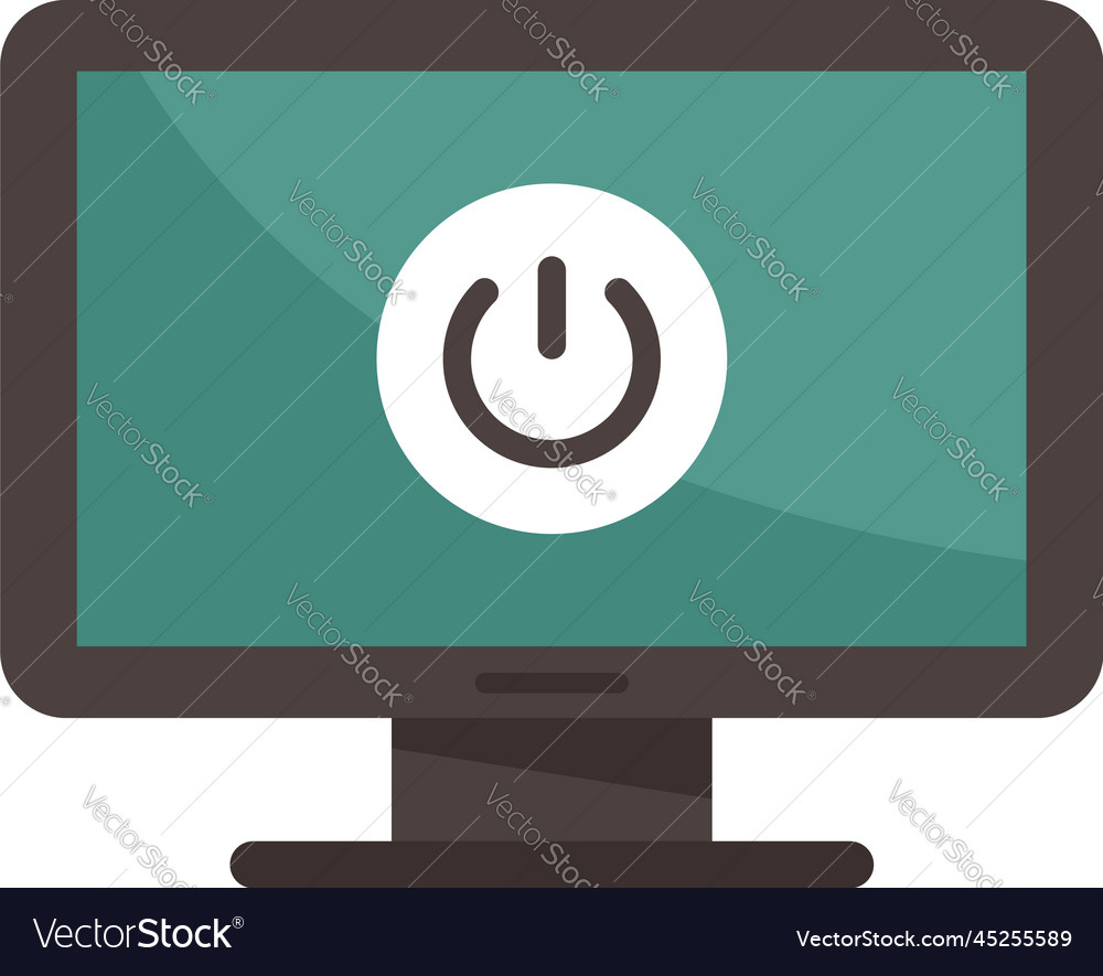 Turn off pc icon flat computer button Royalty Free Vector