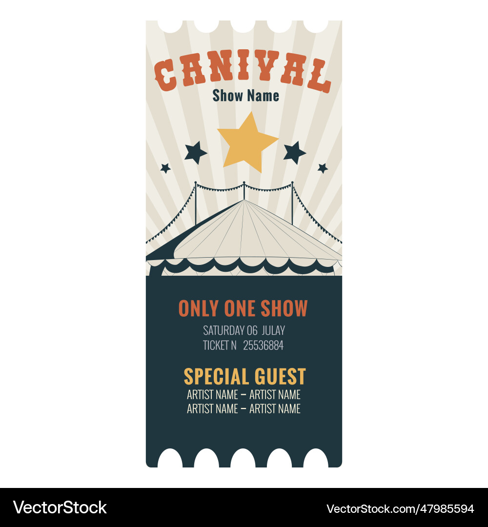 Circus ticket carnival Royalty Free Vector Image