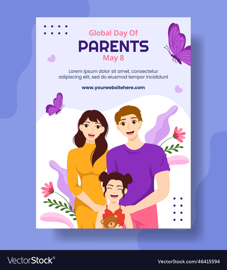 Global day of parents vertical poster flat Vector Image Global day of parents vertical poster flat Vector Image