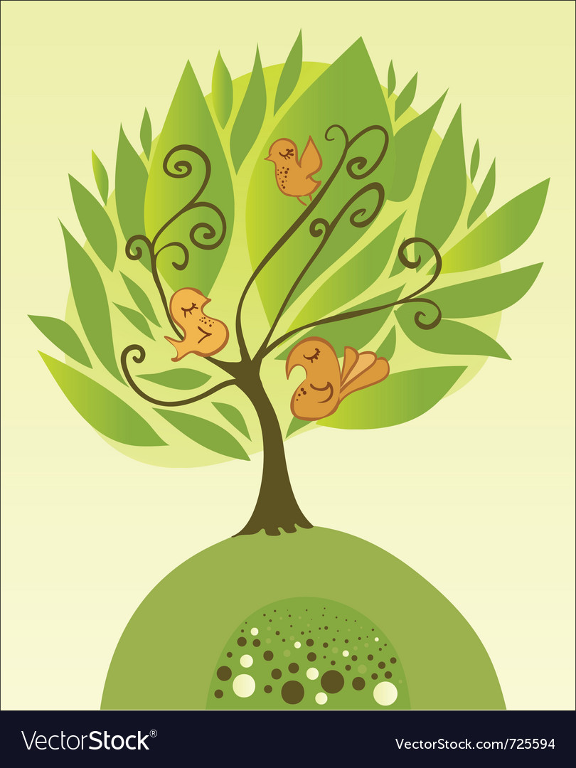 Tree with birds Royalty Free Vector Image - VectorStock