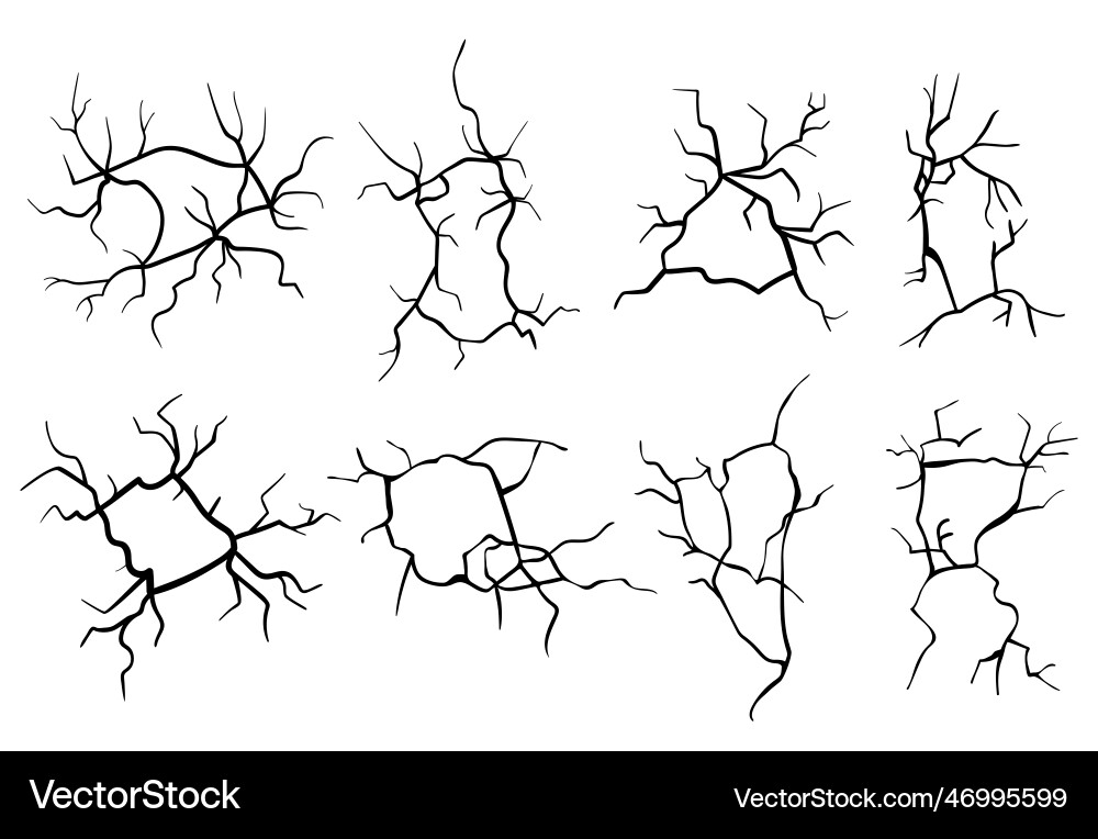 Ground cracks breaks on land surface from Vector Image