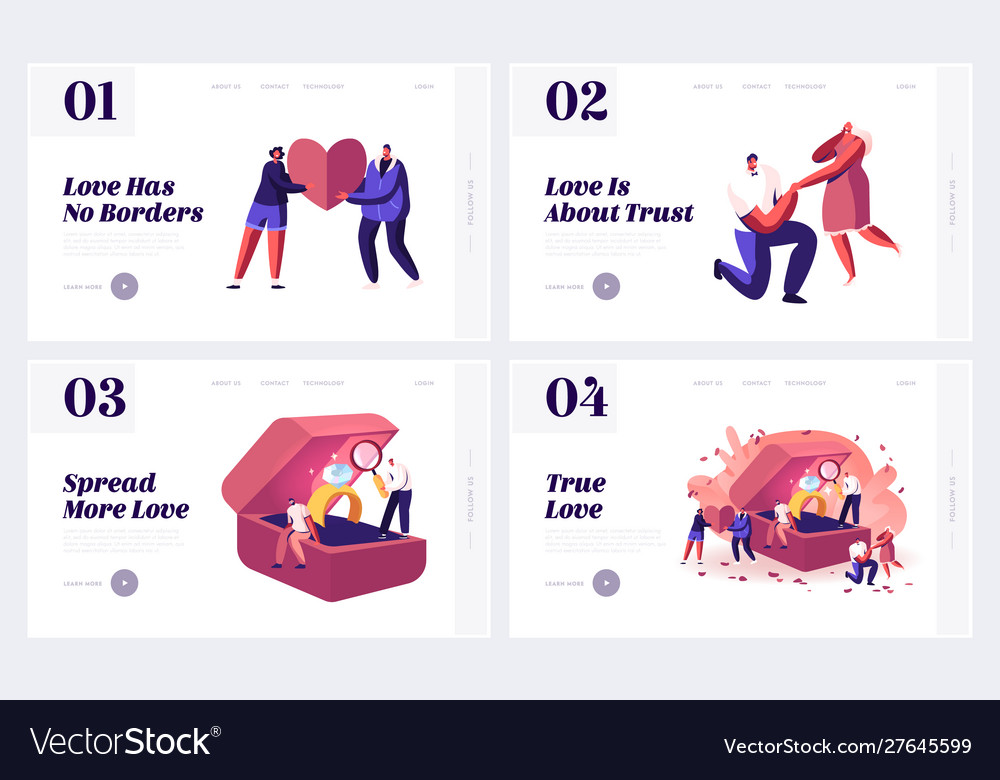 Love proposal and engagement website landing page Vector Image
