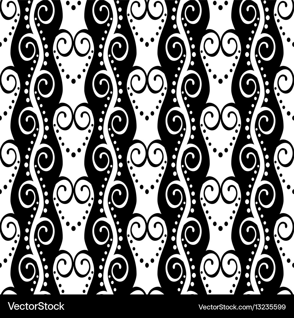 Monochrome pattern with swirls Royalty Free Vector Image