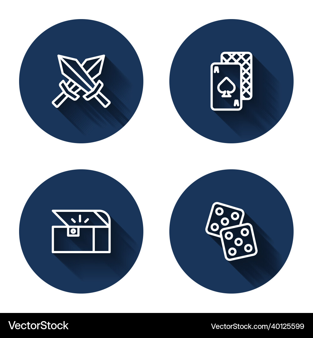 Set line sword for game playing cards chest Vector Image