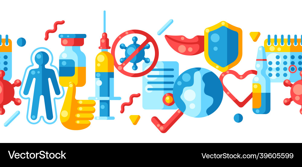 Vaccination seamless pattern with vaccine icons Vector Image