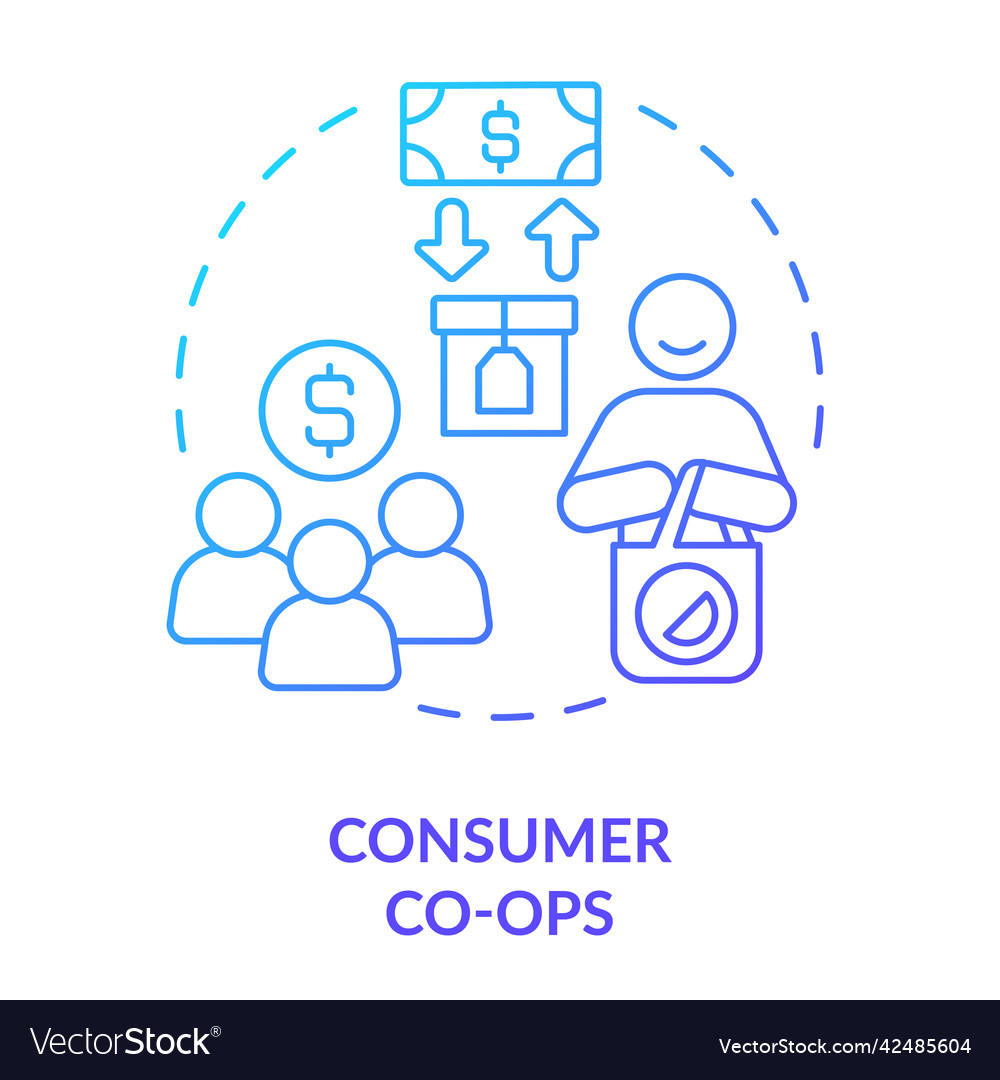 Consumer co-ops blue gradient concept icon Vector Image Consumer co-ops blue gradient concept icon Vector Image