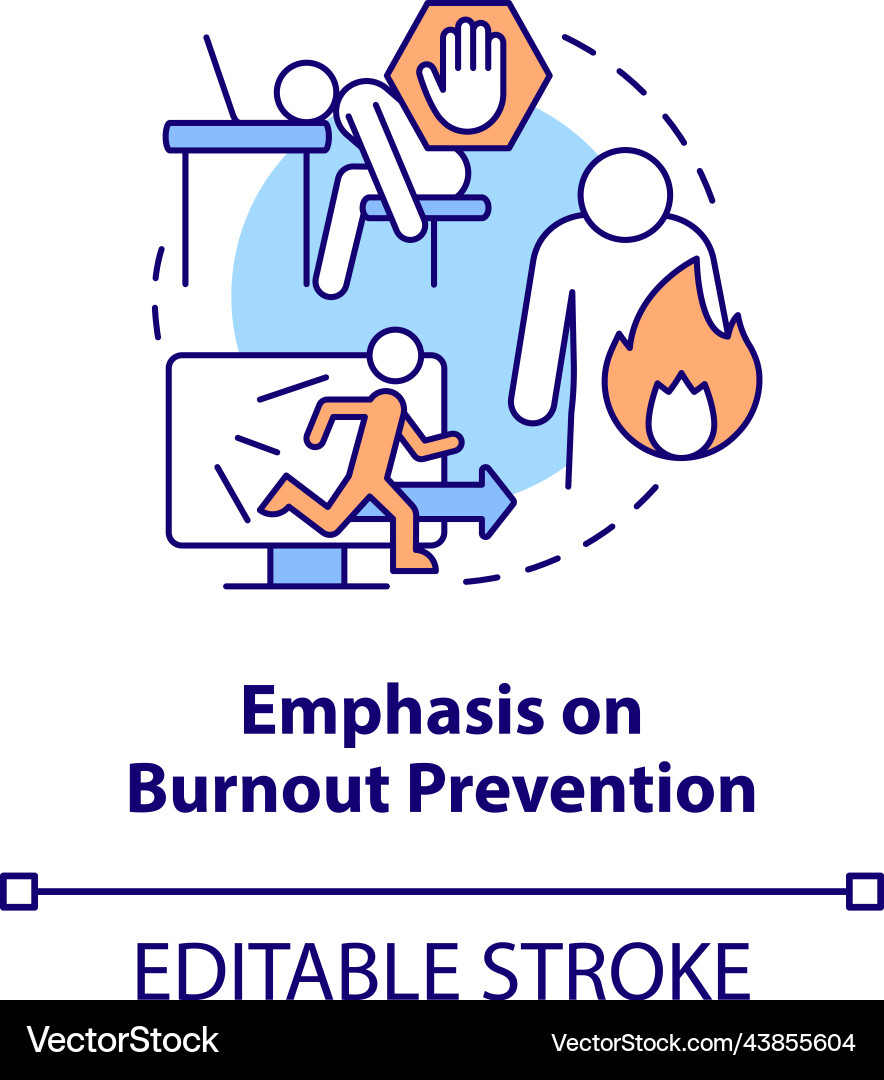 Emphasis on burnout prevention concept icon Vector Image