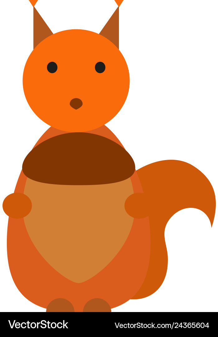 Forest squirrel with acorn flat Royalty Free Vector Image