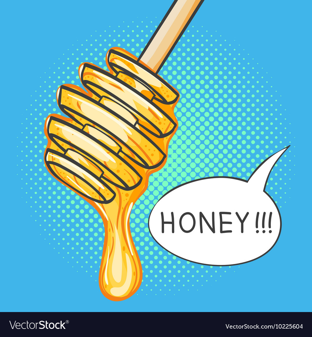 Hand drawn pop art of honey dipper Royalty Free Vector Image Hand drawn pop art of honey dipper Royalty Free Vector Image