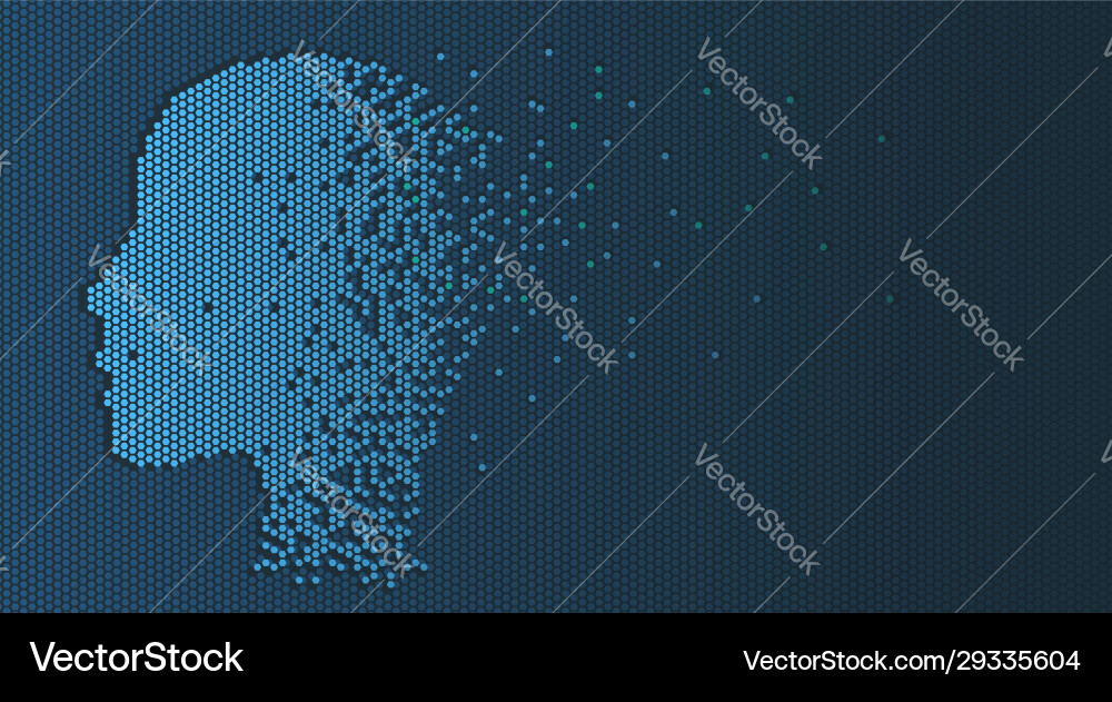 Human or robot digital head formed pixels Vector Image