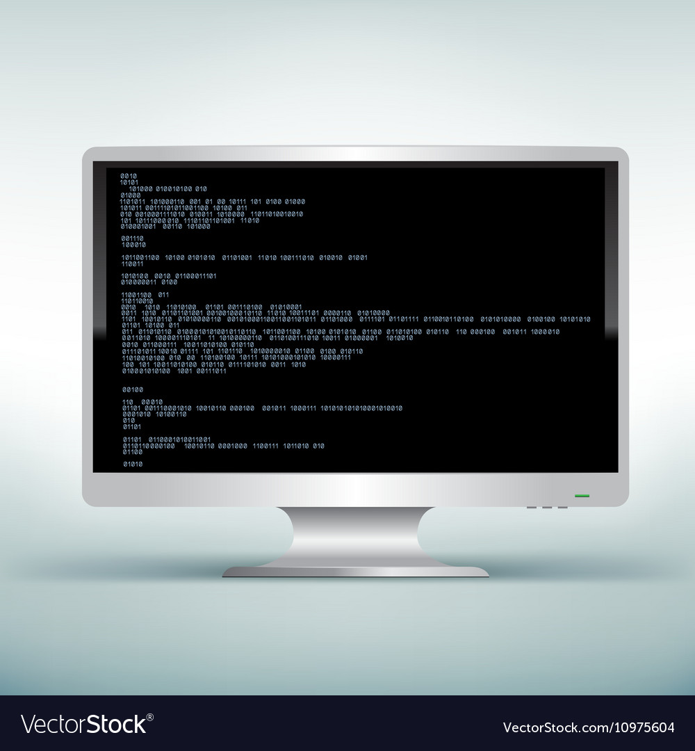 Pc white monitor code Royalty Free Vector Image