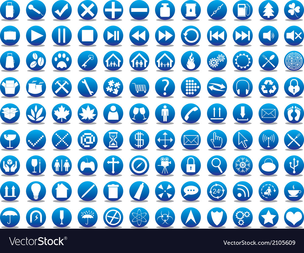 Blue icons Royalty Free Vector Image - VectorStock
