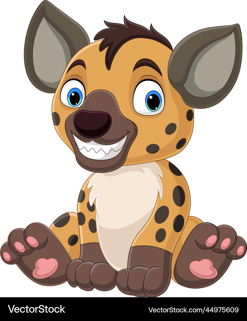 Cartoon cute hyena on white background Royalty Free Vector