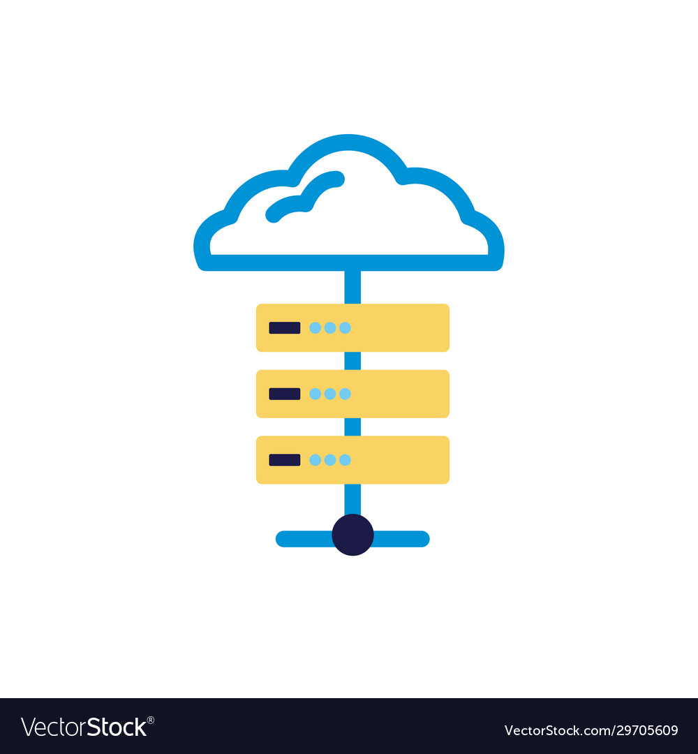 Cloud computing with server lineal color style Vector Image
