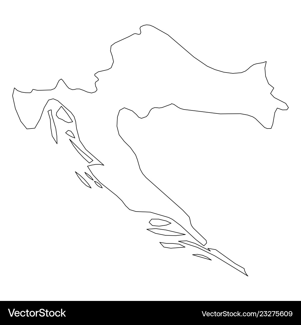 Croatia - solid black outline border map Vector Image
