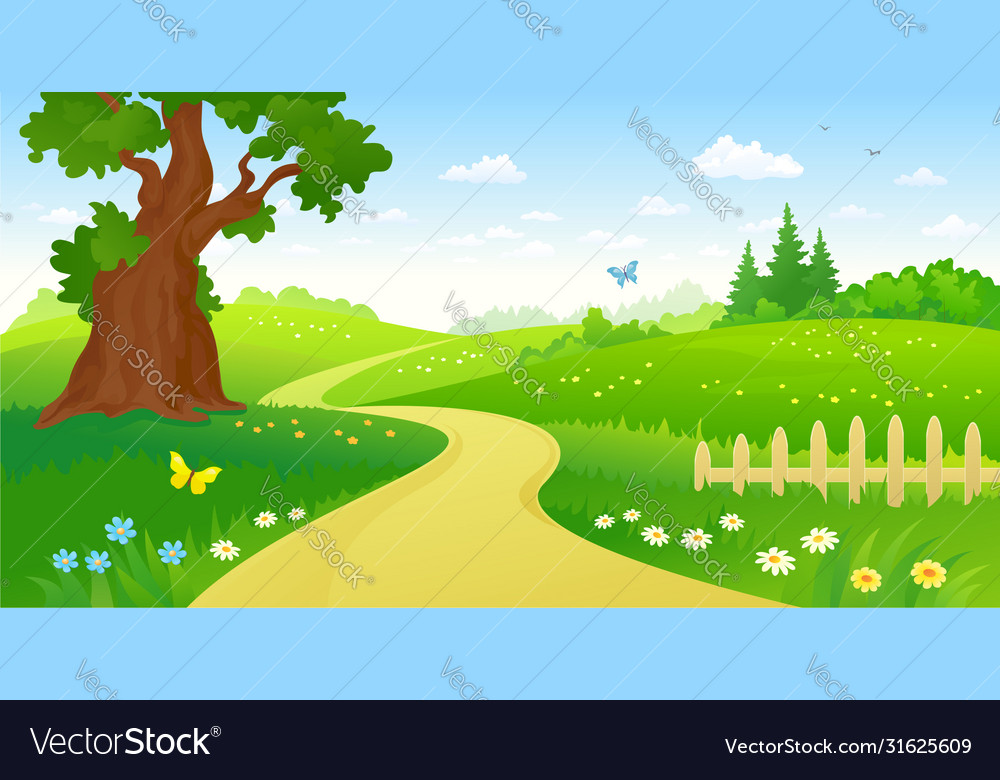 Summer forest path Royalty Free Vector Image - VectorStock