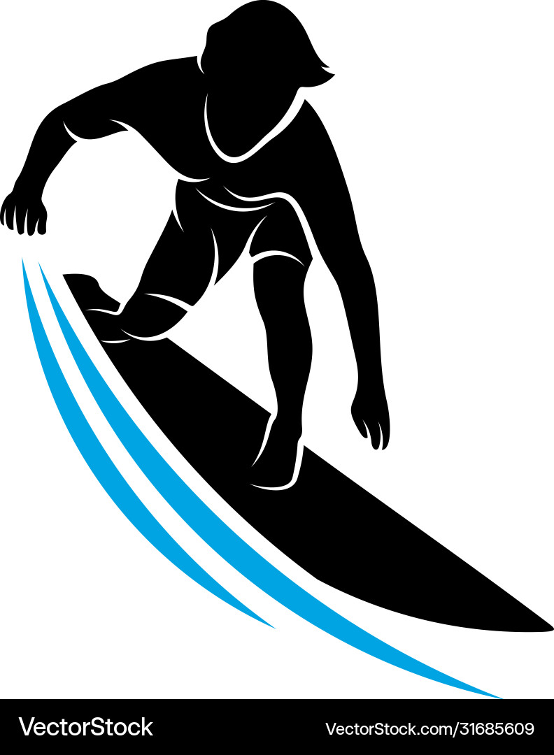 Surfing with water wave logo template symbol Vector Image