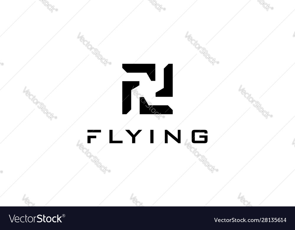 Black geometric square letter f with plane shape l