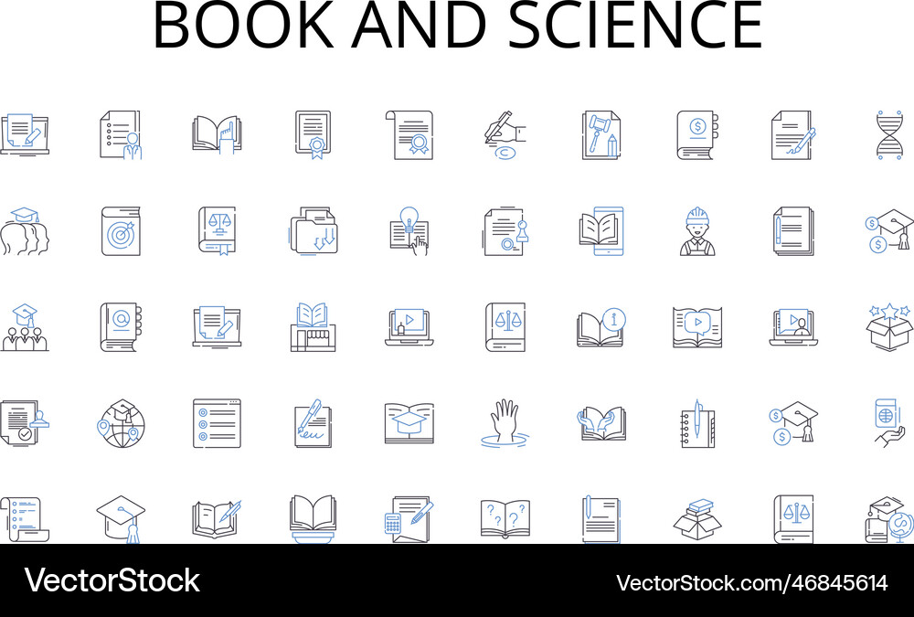 Book and science line icons collection Royalty Free Vector
