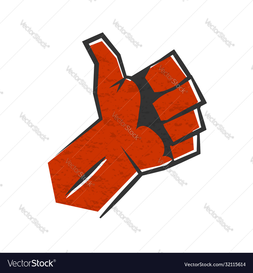 Red Positive Thumb Up Gesture Symbol Success Vector Image